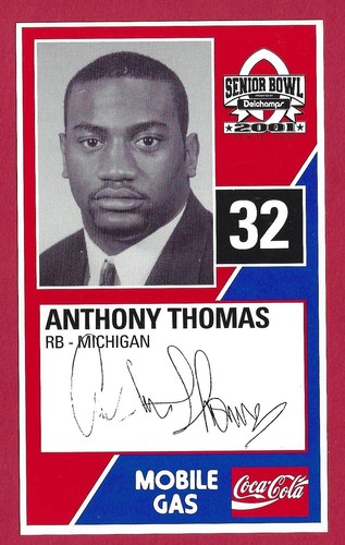 Anthony Thomas RC 2001 Senior Bowl Michigan Wolverines Rookie Chicago ...