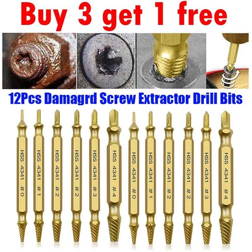 12PCS Damaged Screw Extractor Broken Screws Bolt Stripped Remover Tool ...