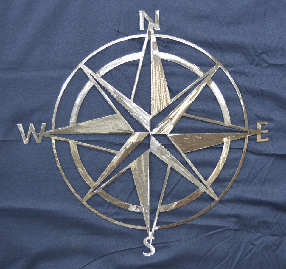 20" 14GA STEEL NAUTICAL COMPASS ROSE WALL INDOOR AND OUTDOOR ART DECOR ...