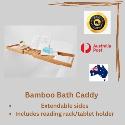 Bath Caddy Book Holder Table Tray Bathroom Bamboo Over Bathtub Rack ...
