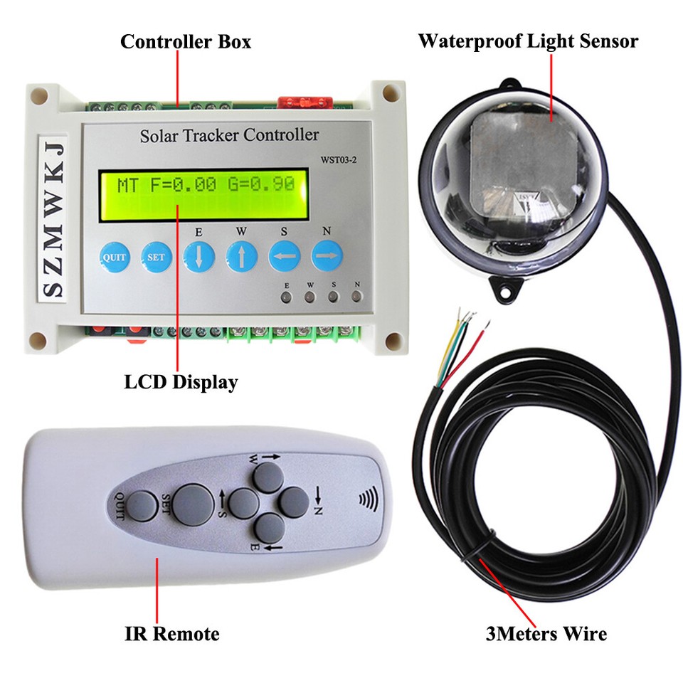 LCD Dual Axis Solar Tracking Tracker Kit W/ 18" Linear Actuator W ...