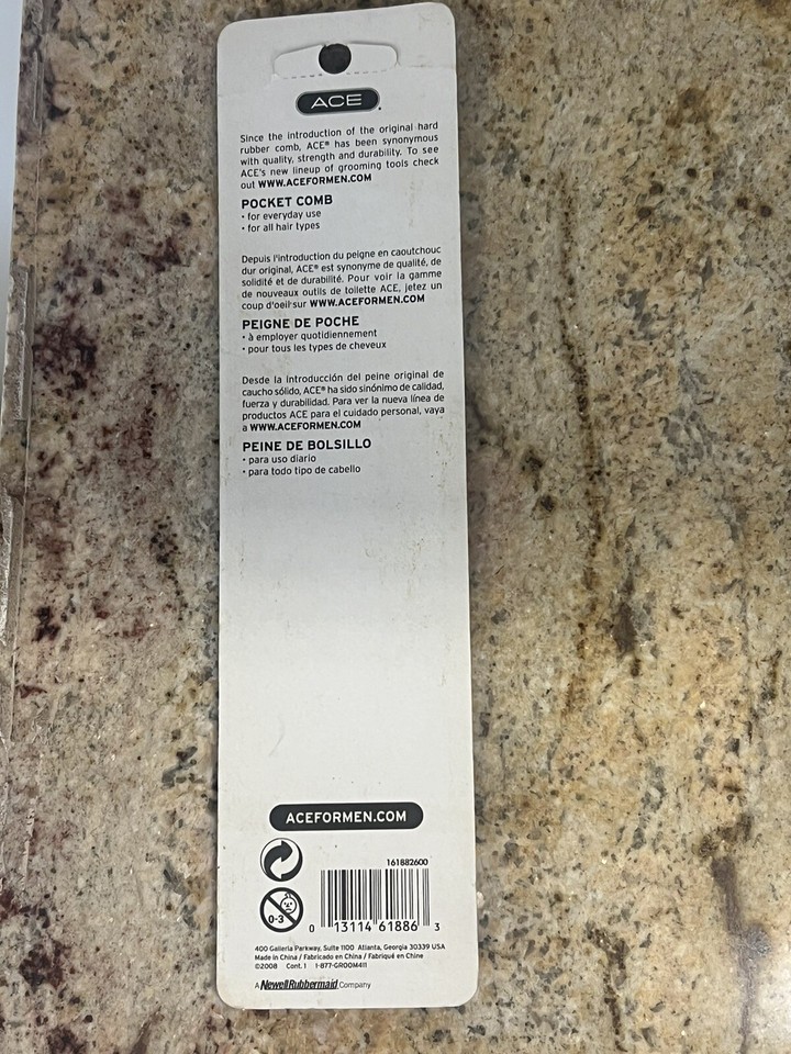 ACE Hard Rubber Comb #61886 - New & Sealed | eBay