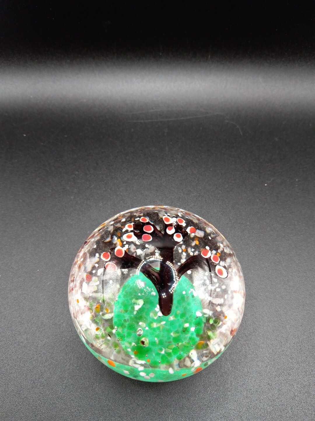 Blooming Tree Spring Paperweight with White Dots and Green Grass | eBay