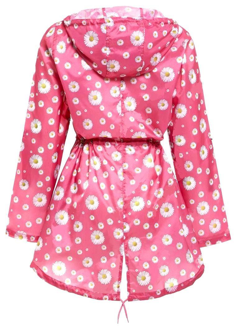 LADIES WATERPROOF WINDPROOF RAIN COAT hot pink daisy mac flower kagool ...