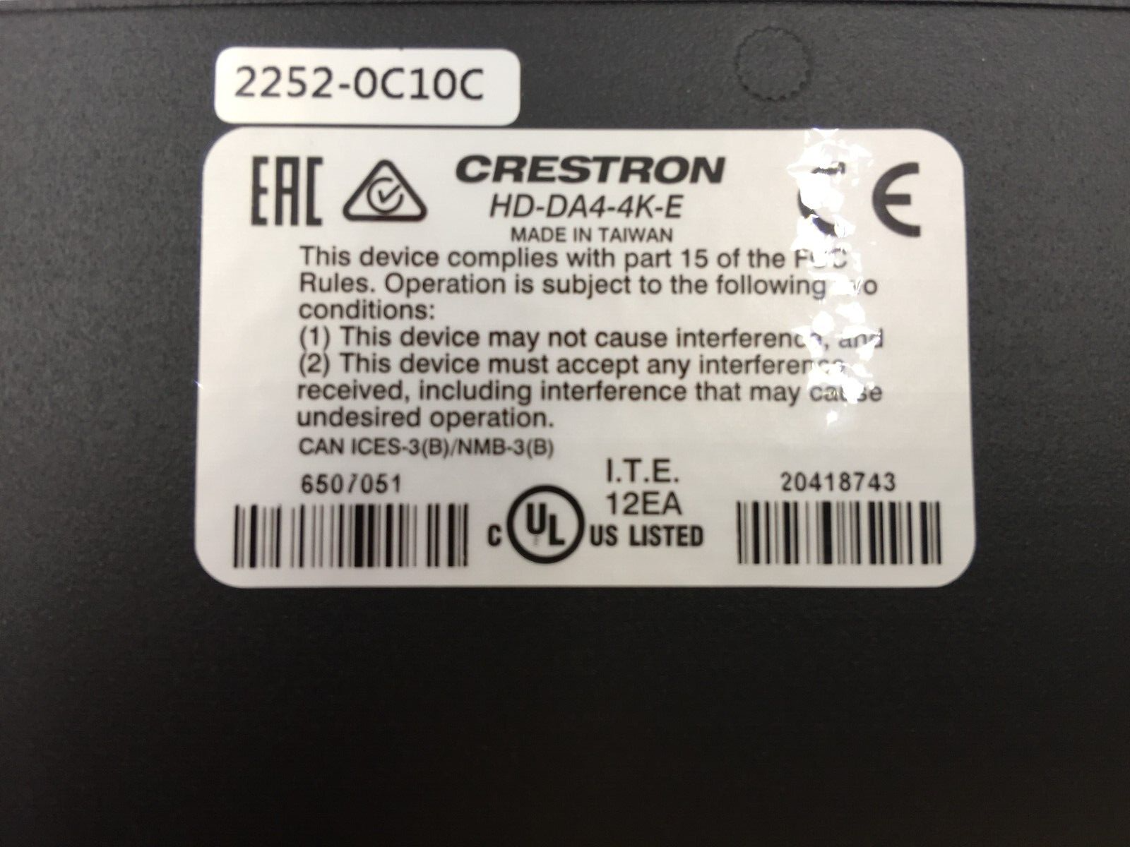 Crestron HD-DA4-4K-E HDMI 4 Channel Distribution Amplifier NO PSU FREE ...