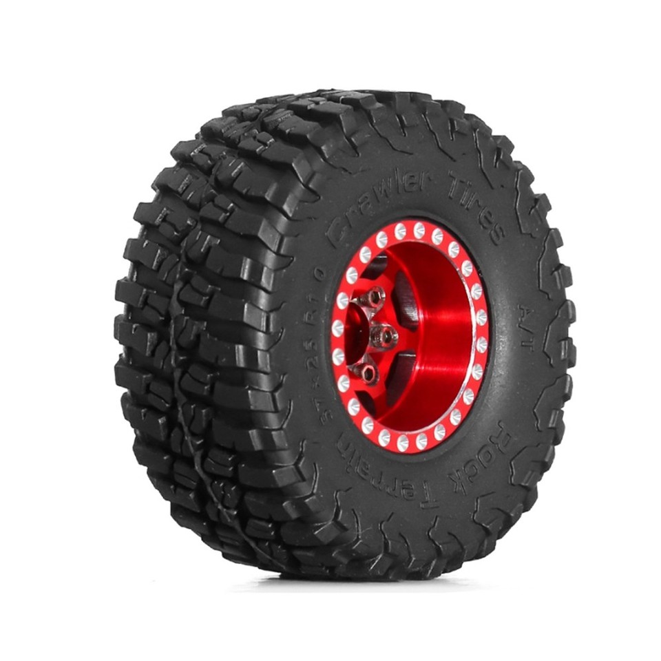 1 Inch Metal Wheels with Tires Upgrade Hub Tyre Set for 1/18 RC Crawler ...