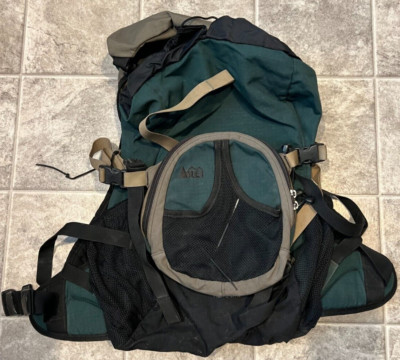 REI Backpack Pockets Mesh ties Large Green Black Great Cond. | eBay