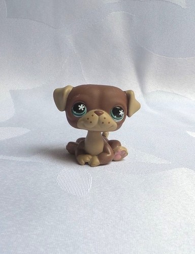 LITTLEST PETSHOP LPS #889 HASBRO DOG CHIEN CARLIN MARRON BEIGE YEUX ...