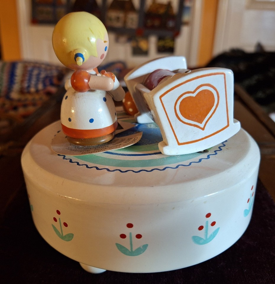 Vintage Sevi Mother And Baby Brahms Lullaby Music Box Wooden | eBay UK