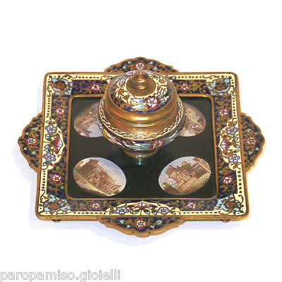 (0529) French Inkpot, 2nd half of 19th c., with Roman Micro Mosaics. | eBay