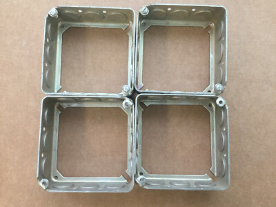 4-Pieces 4" Square Extension Electrical Boxes Galvanized Steel 1/2 ...