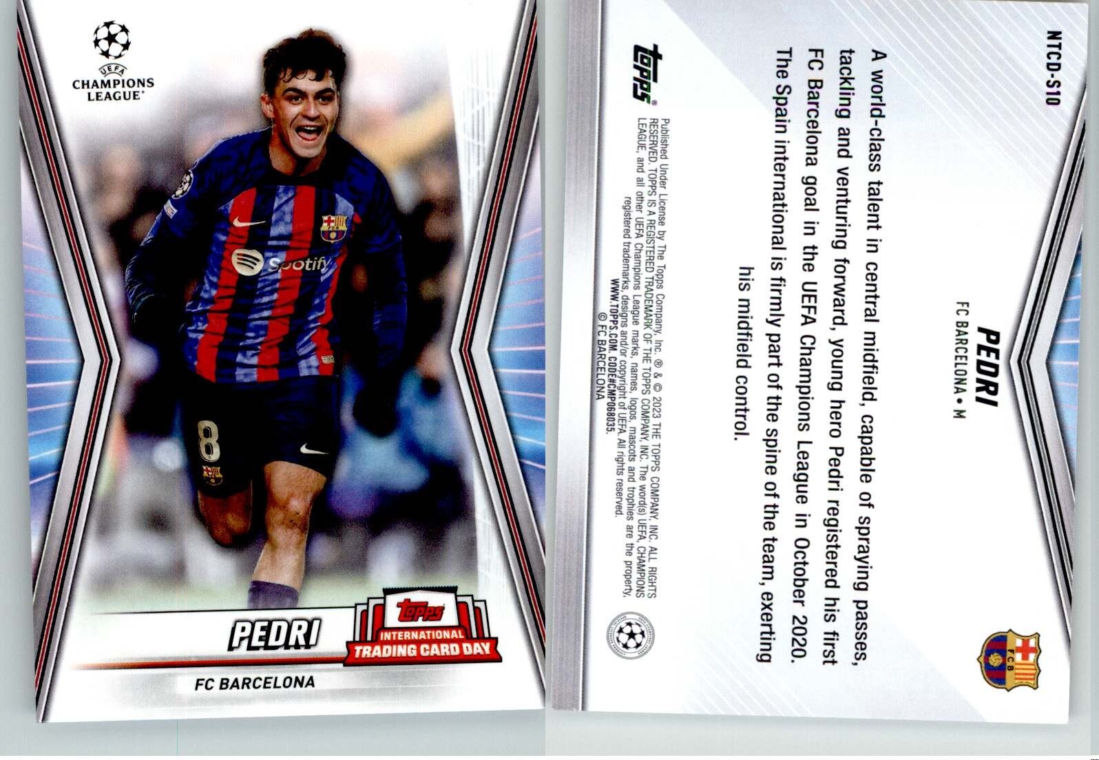 Pedri 2023 Topps International Trading Card Day NTCD-S10 | eBay
