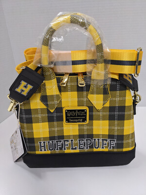 Loungefly Harry Potter Hufflepuff Plaid Yellow Varsity Crossbody Bag ...