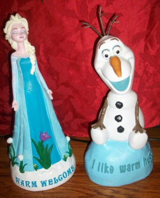 Lot of 2 Disney Frozen Elsa Garden Statue Figurine Warm Welcome & Olaf ...