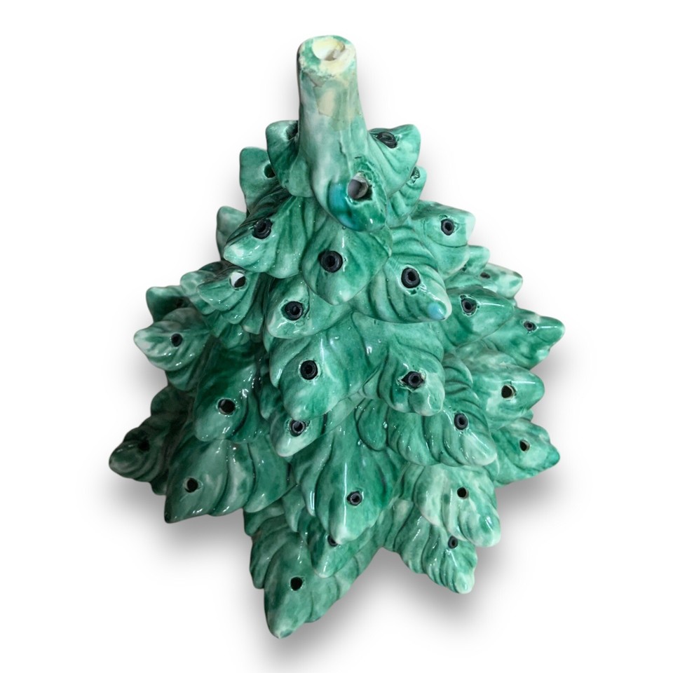 Vintage ATLANTIC MOLD 14" Ceramic Green Lights Christmas Tree No base ...