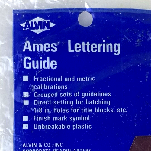 NEW ALVIN AMES LETTERING GUIDE L666 Plastic Drafting Engineer Tool ...