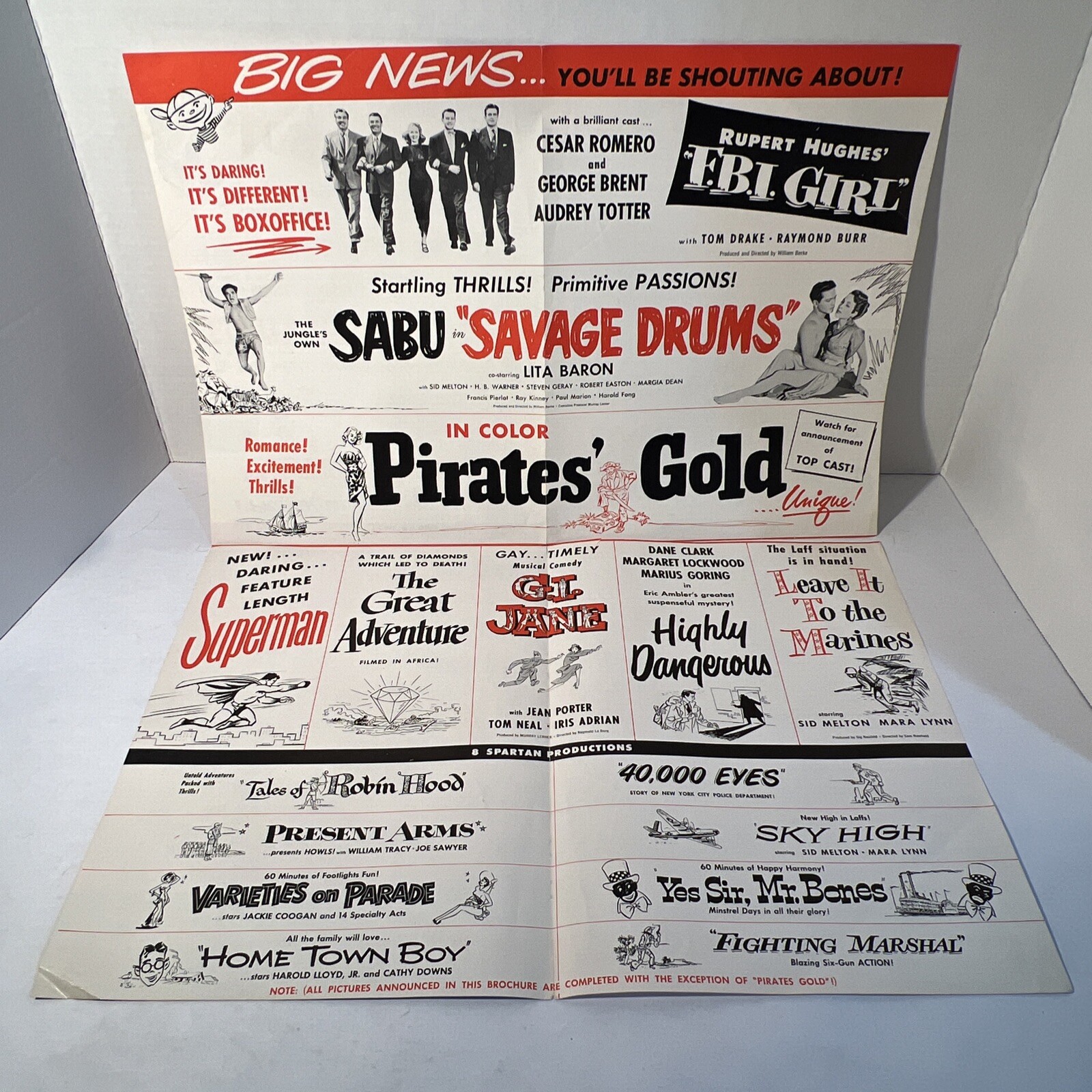 1951 LIPPERT Large Foldout Movie Brochure Ad - Superman, Savage Drums ...