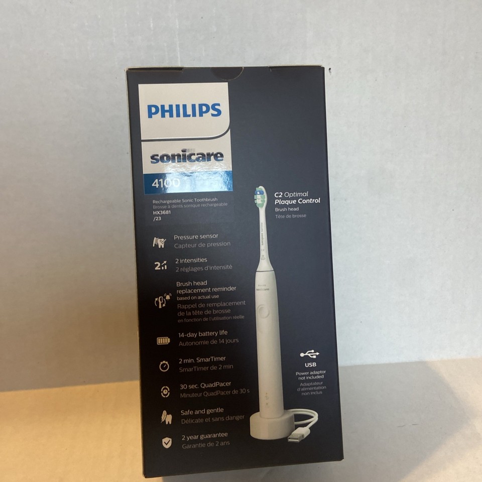 Philips Sonicare 4100 Rechargeable Toothbrush Pressure Sensor White ...