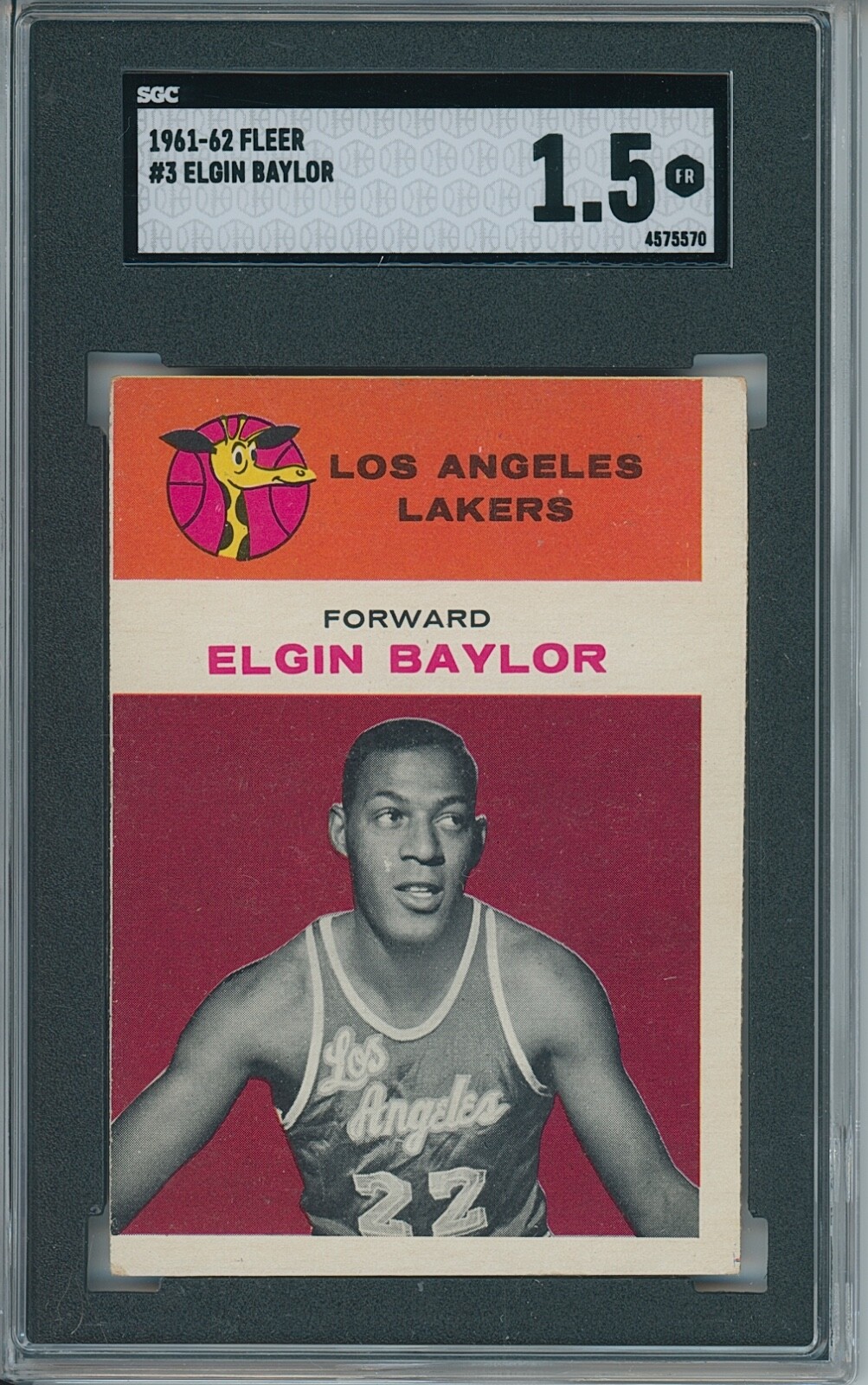 1961 / 1962 Fleer #3 ELGIN BAYLOR RC — SGC 1.5 (Fair) — HOF Rookie ...