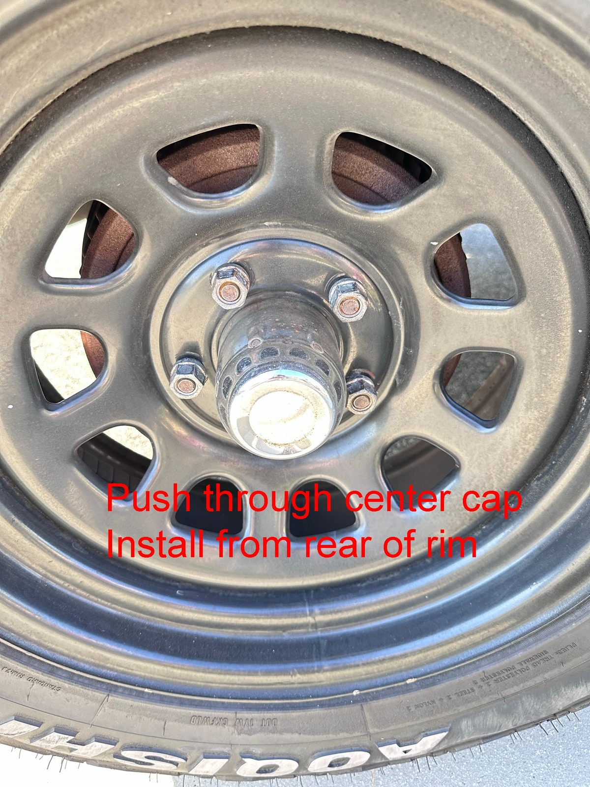 4 Push Through Black Center Caps For 3.30" Rim Center Bore Trailer Rim ...