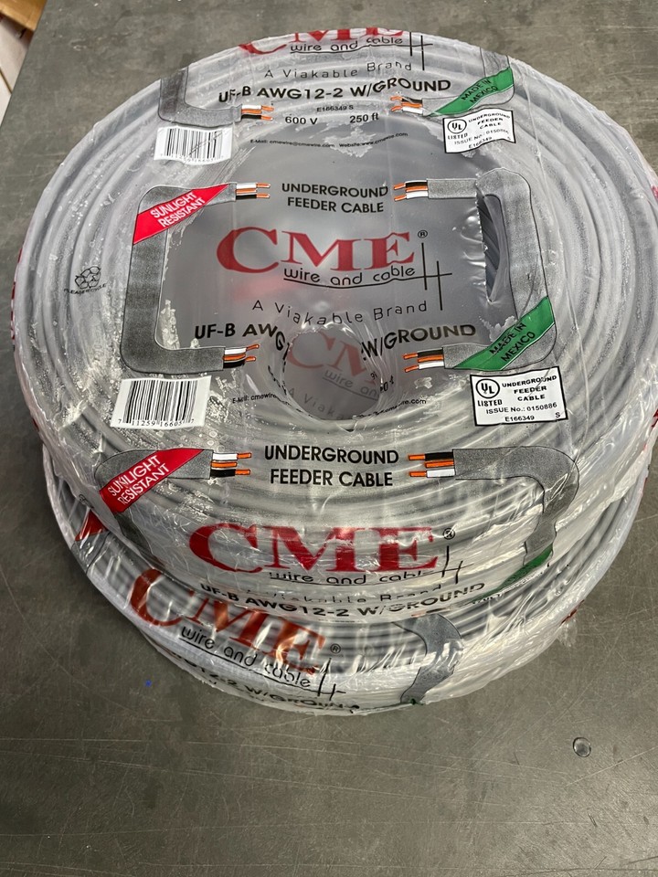 CME 250 ft 12/2 Solid NM-B AWG w/Ground Romex Wire Cable 12-2 UF ...