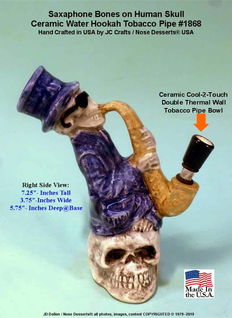 SAXABONES Human Skull Vintage Ceramic Rumph Water Hookah Bong Tobacco ...
