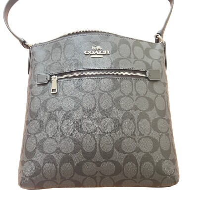 Coach C1554 Womens Graphite Black Pockets Signature Rowan File ...