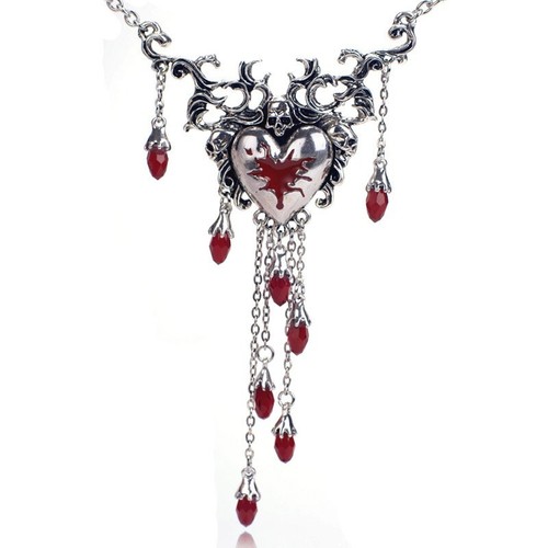 Stunning Gothic Vampire Heart Necklace Red Teardrop Halloween Jewellery ...