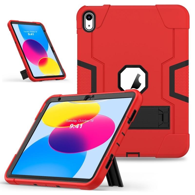 Red and Black Contrast Silicone and PC Case for iPad 2025/2022 with ...