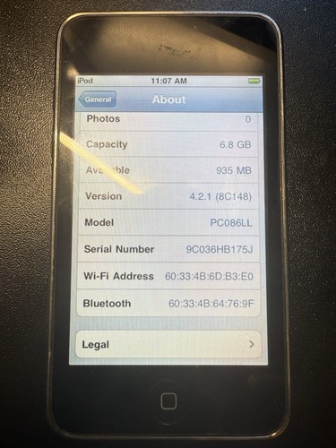 2008 Apple iPod Touch - Model A1288 8GB - Functional - Device Only ...