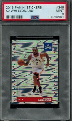 2019 Panini Stickers #348 Kawhi Leonard Holo Swirl Prizm Refractor PSA ...