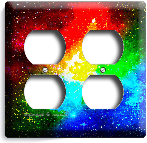 SPACE GALAXY STARS RAINBOW NEBULA CLOUD LIGHT SWITCH OUTLET PLATE ROOM ...