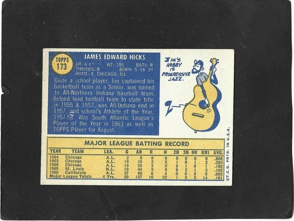 1970 Topps MLB # 173 Jim Hicks | eBay