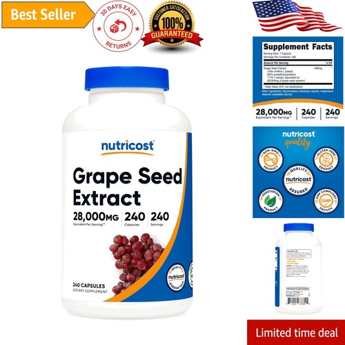 Grape Seed Extract 240 Capsules - 28,000mg - Gluten Free & Non-GMO ...