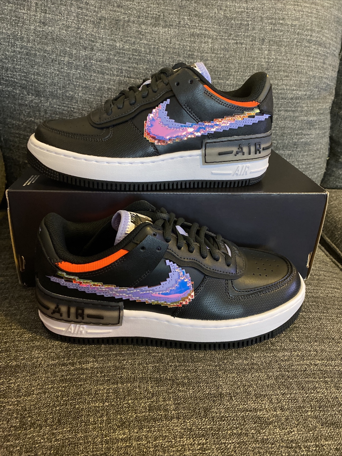 Nike AF1 Shadow SE Pixel Swoosh Size 7 Womens Off Noir Black Shoes ...