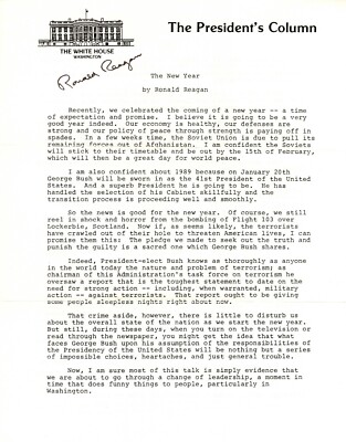 Ronald Reagan - 1988 New Year's Eve Speech Signed - His Final Speech ...