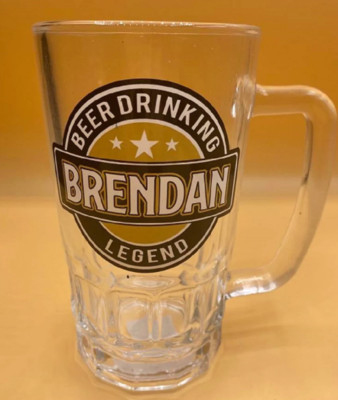 Brendan Beer Drinking Legend Glass Beer Mug Stein 500ml Fathers Day ...