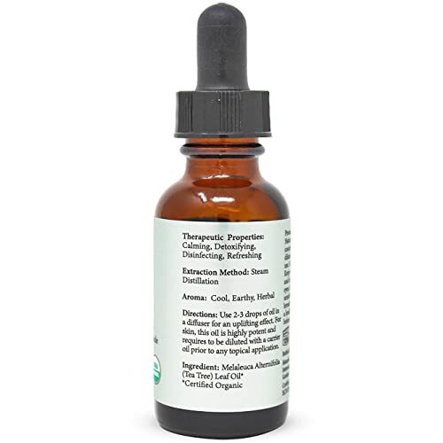 Organic Tea Tree Essential Oil with Glass Dropper - USDA Certified 100% ...