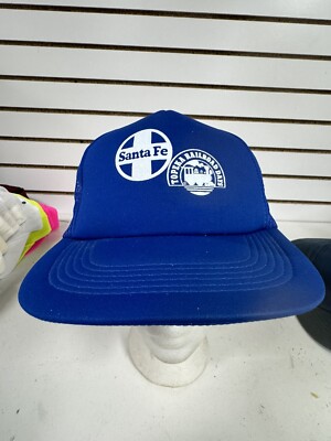 VTG AT&SF Santa Fe Topeka Railroad Days 80s Blue Trucker Hat Blue White ...