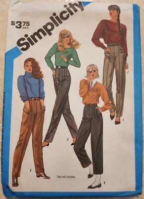 Vintage Simplicity Sewing Pattern 6544 Miss Size 14 Waist 28 Pants 1984 ...