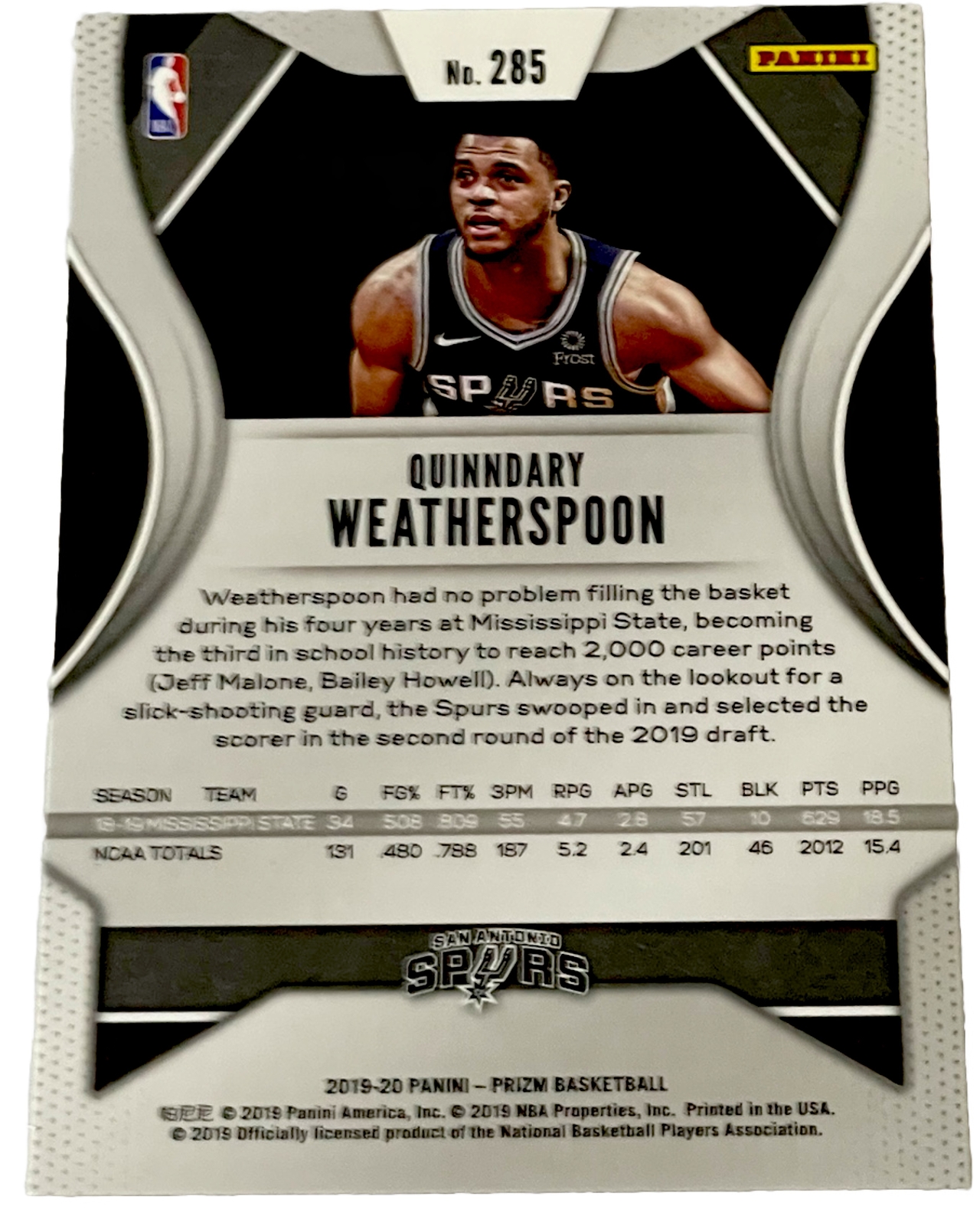 NBA 2019/2020 Panini Prizm Quinndary Weatherspoon Basketball 🏀 Card No ...