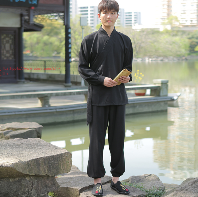Linen Unisex Shaolin Wudang Taoist Robe Tai chi Uniform Martial arts ...