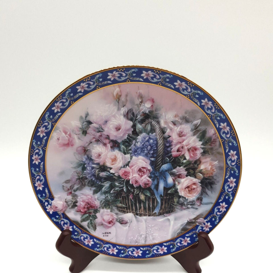 Lena Liu Plate Roses Basket Bouquets Bradford Exchange Collector 1992 ...