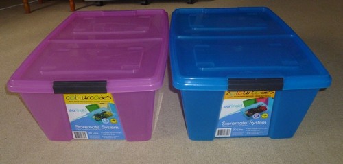 2 Starmaid 30L Plastic Storage Boxes 1 Pink / 1 Blue - Burpengary North ...