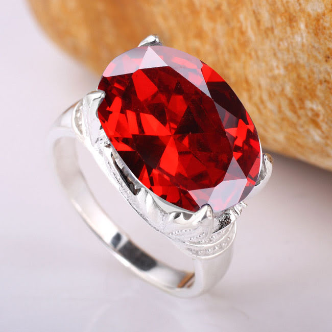 Big Oval Stone Lady .925 Sterling Silver Ring Birthday Gift Size 6 to 9 ...