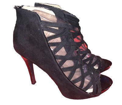 Nine West 'The Move' Caged Open Toe Heels Size 8M Black Suede | eBay