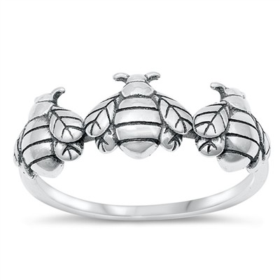 Three Bees Ring 925 Sterling Silver 7.5mm Size 4-10 | eBay