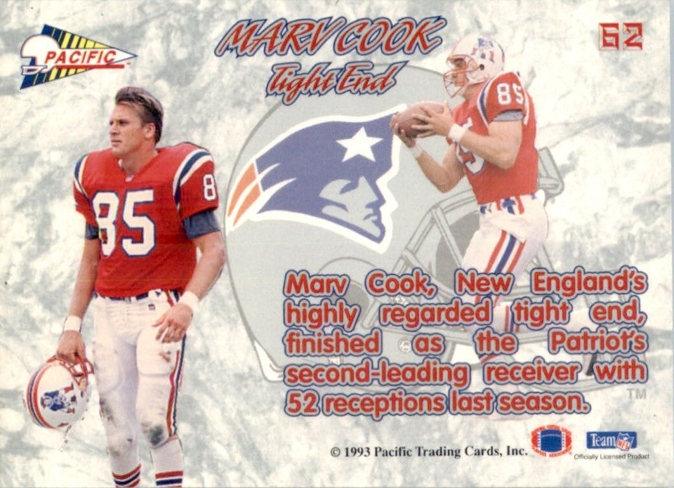 1993 Pacific Prisms Marv Cook New England Patriots #62 | eBay
