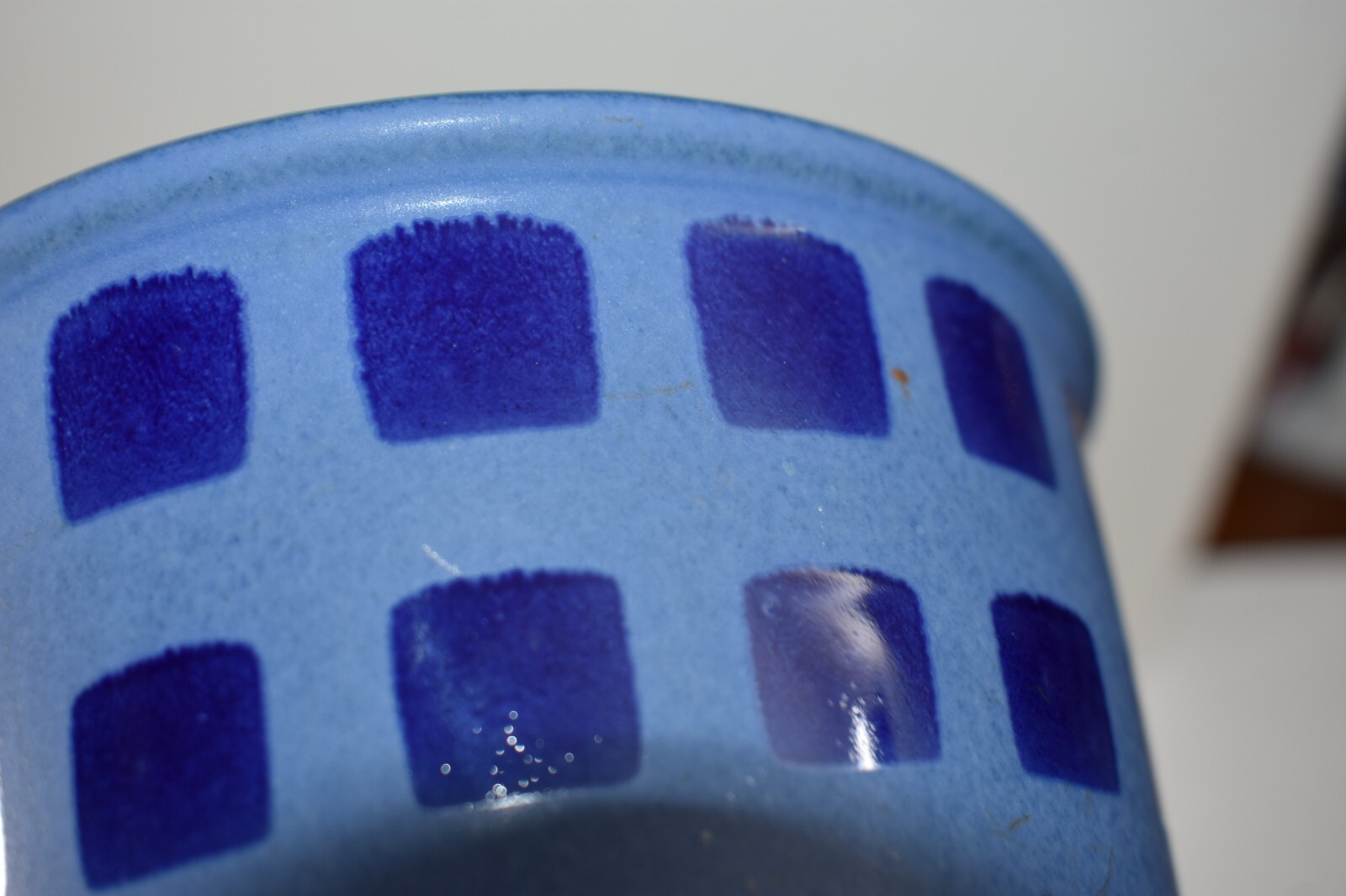 Denby England Handcrafted Pottery Pitcher Cobalt Blue Checked Reflex ...