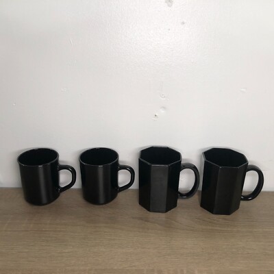Arcoroc France Octime Black Glass Mug Vintage Cup Home Kitchen ...
